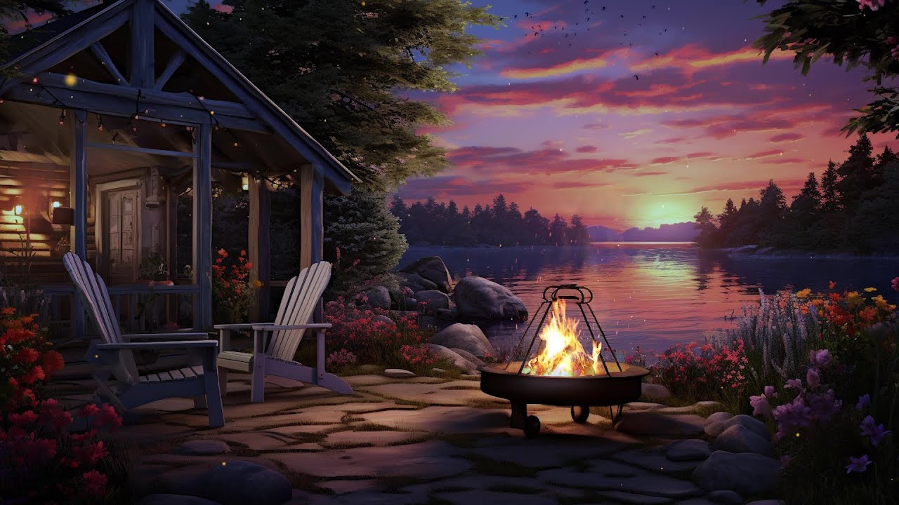 Cozy Fire Sounds with the River Forest Scene | Soothing Nature Sounds ...