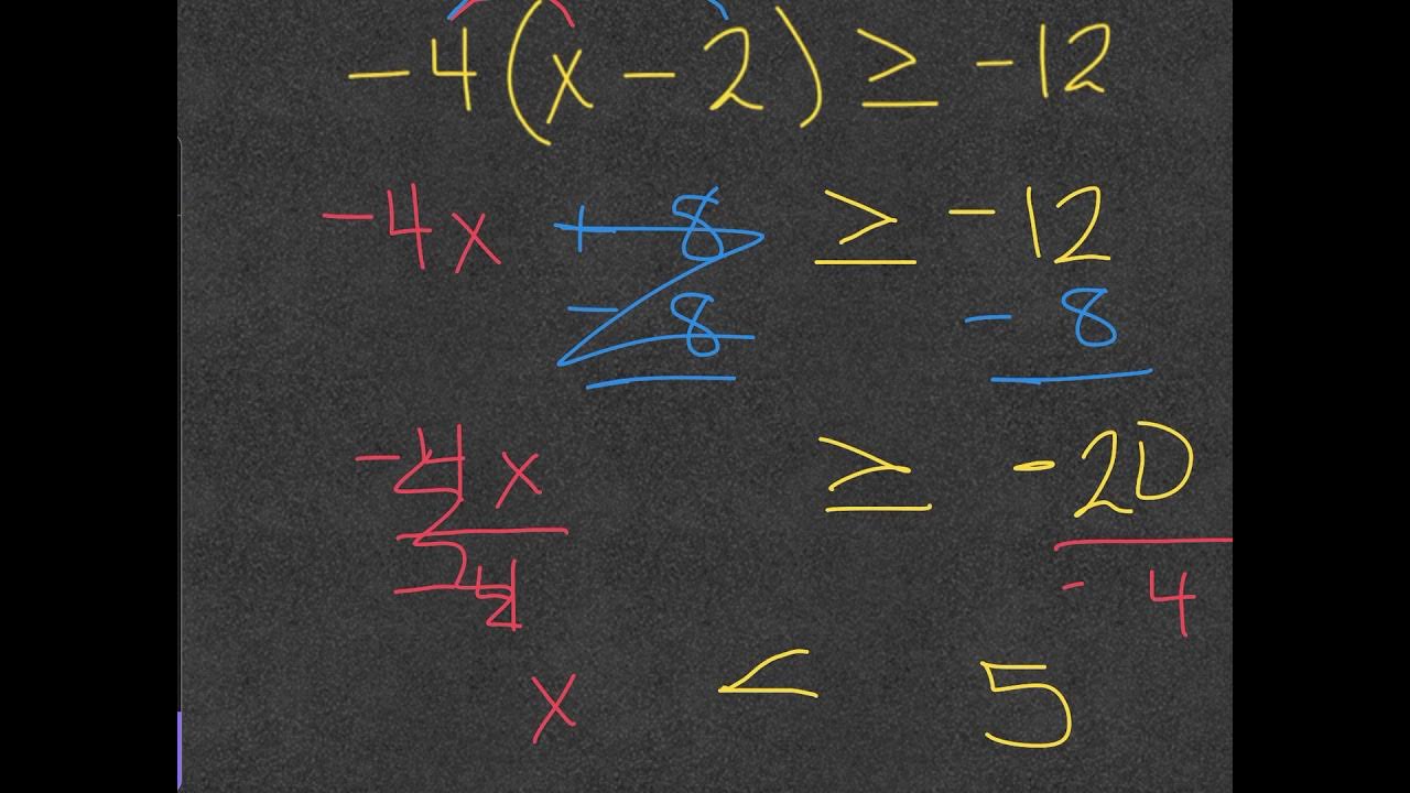 Solve 2 Step Inequalities w/ Distributive Property - YouTube