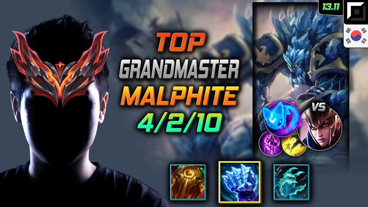 말파이트 탑 템트리 룬 얼건 콩콩이 - Malphite Top - 롤 KR 천상계 패치 13.11 - YouTube
