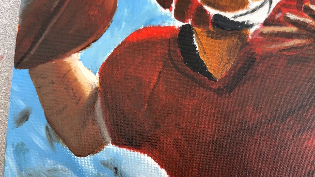 ASMR Oil Painting | Detailing Quarterback’s Right Arm & Football ...