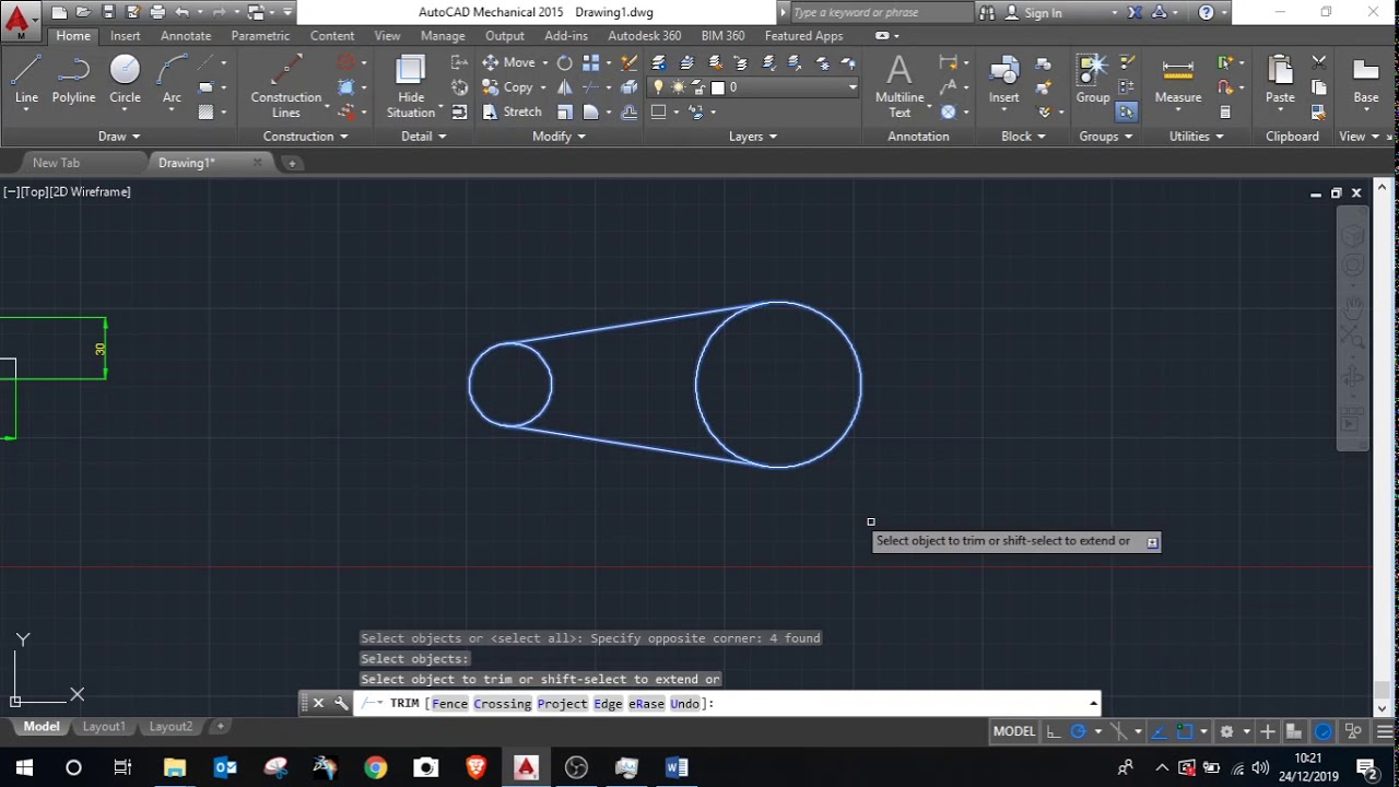 exercice 5 initiation Autocad DAO Dessin industriel DARIJA - YouTube