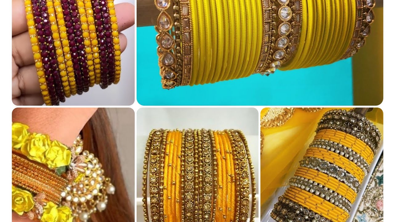 Latest yellow bangles designs collection 2022/beautiful yellow bangles ...
