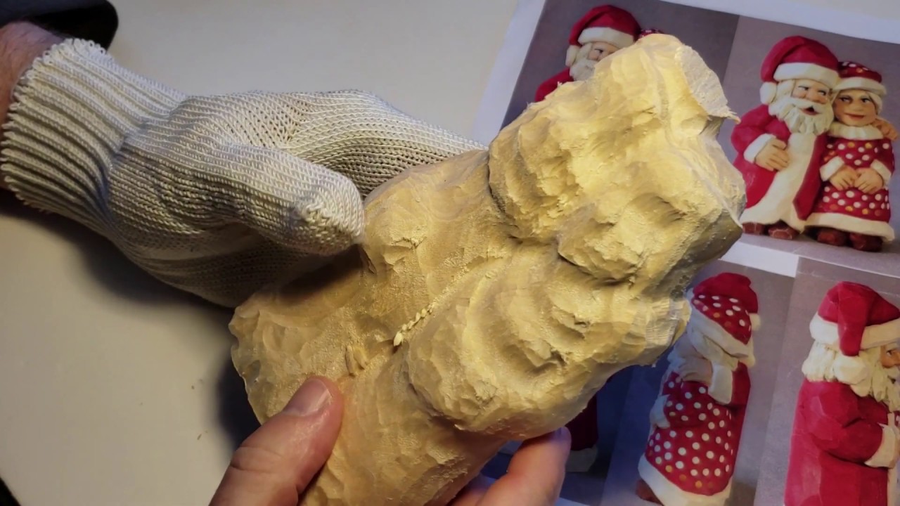 Carving Mr and Mrs Santa Rough Out part1 - YouTube