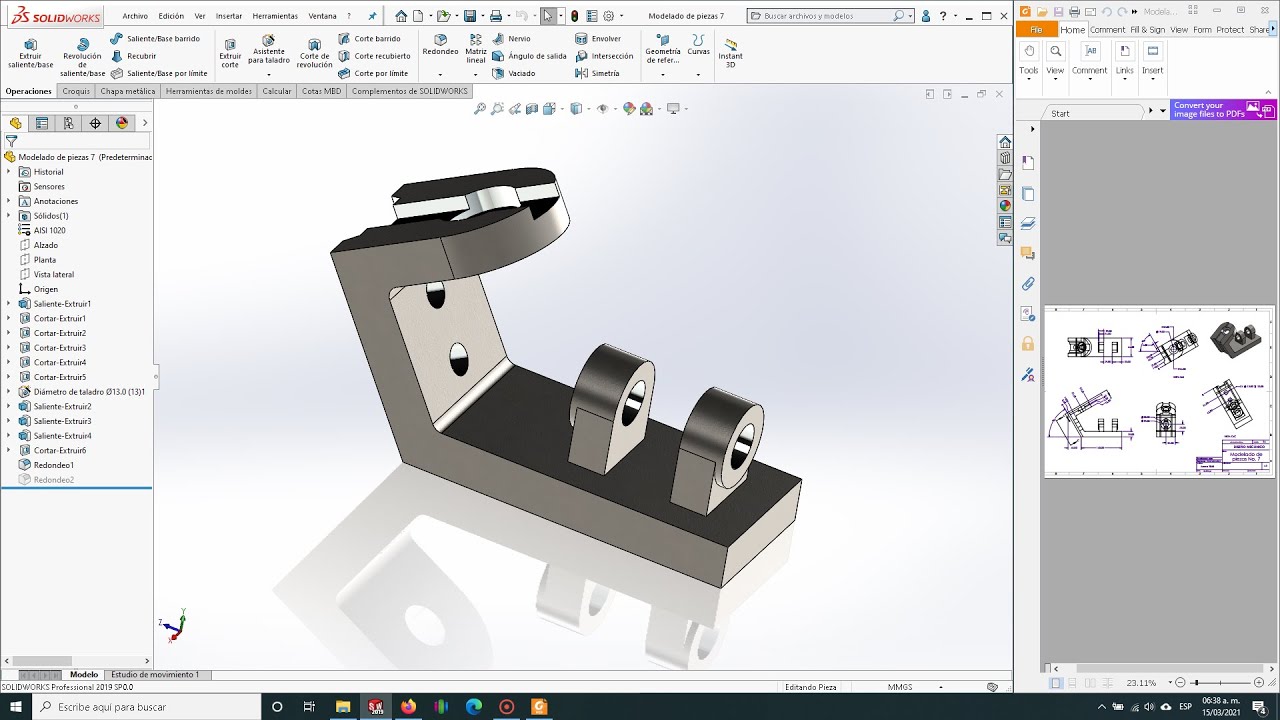 Solidworks tutorial, Solidworks desde cero ,Pieza 7, solidworks for ...