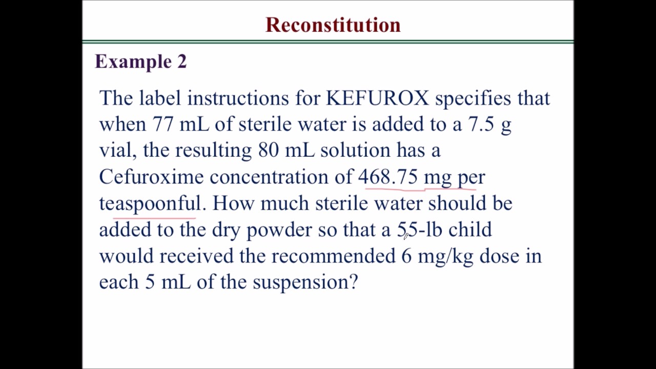 How to solve reconstitution calculations 5 - YouTube