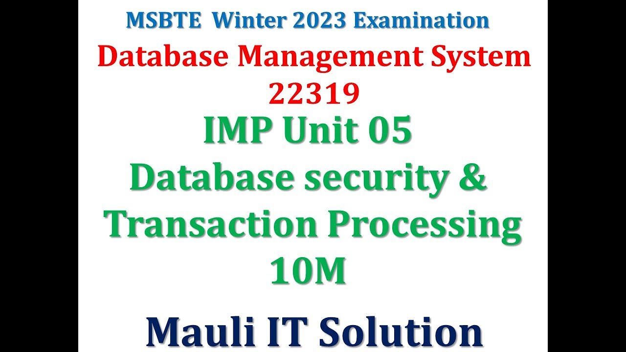 IMP_Database Management System_Unit_05 - YouTube