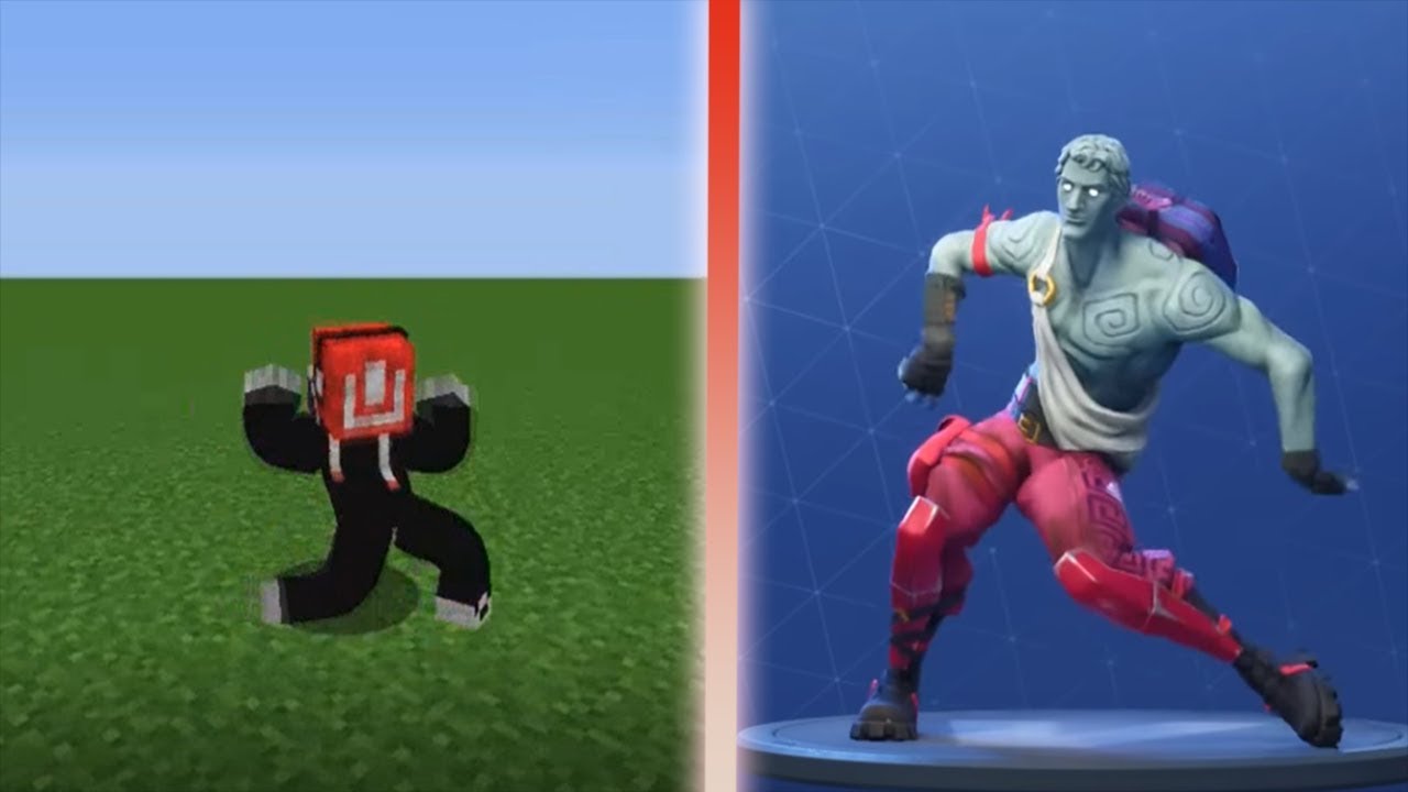 BAILES DE FORTNITE EN MINECRAFT - EMOTICONS MOD - YouTube