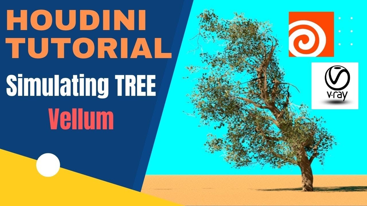 simulating Speed Tree in Houdini Vellum, Render in V-Ray, file included ...