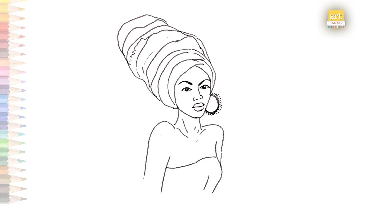 African Beauty drawing easy | How to draw African woman simply ...