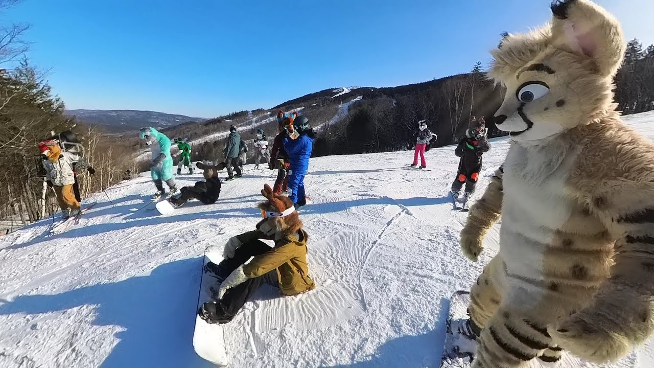 Fursuit Snowboarding Sunday River 2023 - 360 Run 2 - YouTube