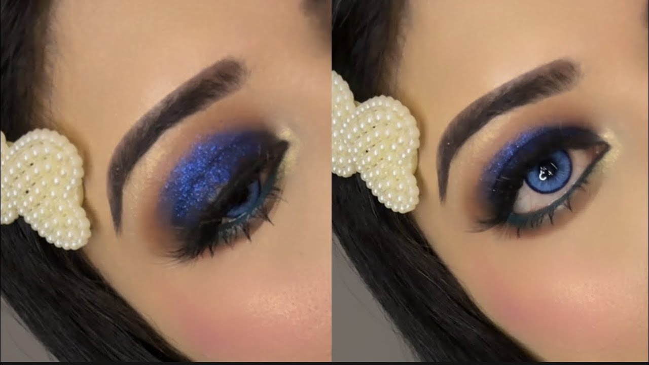 Blue Glitter Smokey Eye makeup Tutorial | How to Step by Step Party Makeup Tutorial| Eid Makeup ...