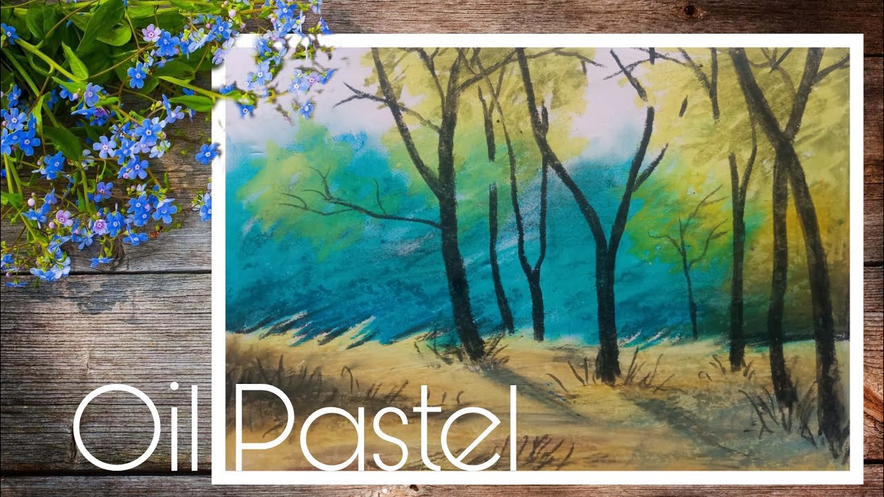 Drawing a Scenery of Forest । Oil Pastel Colours Drawing - YouTube