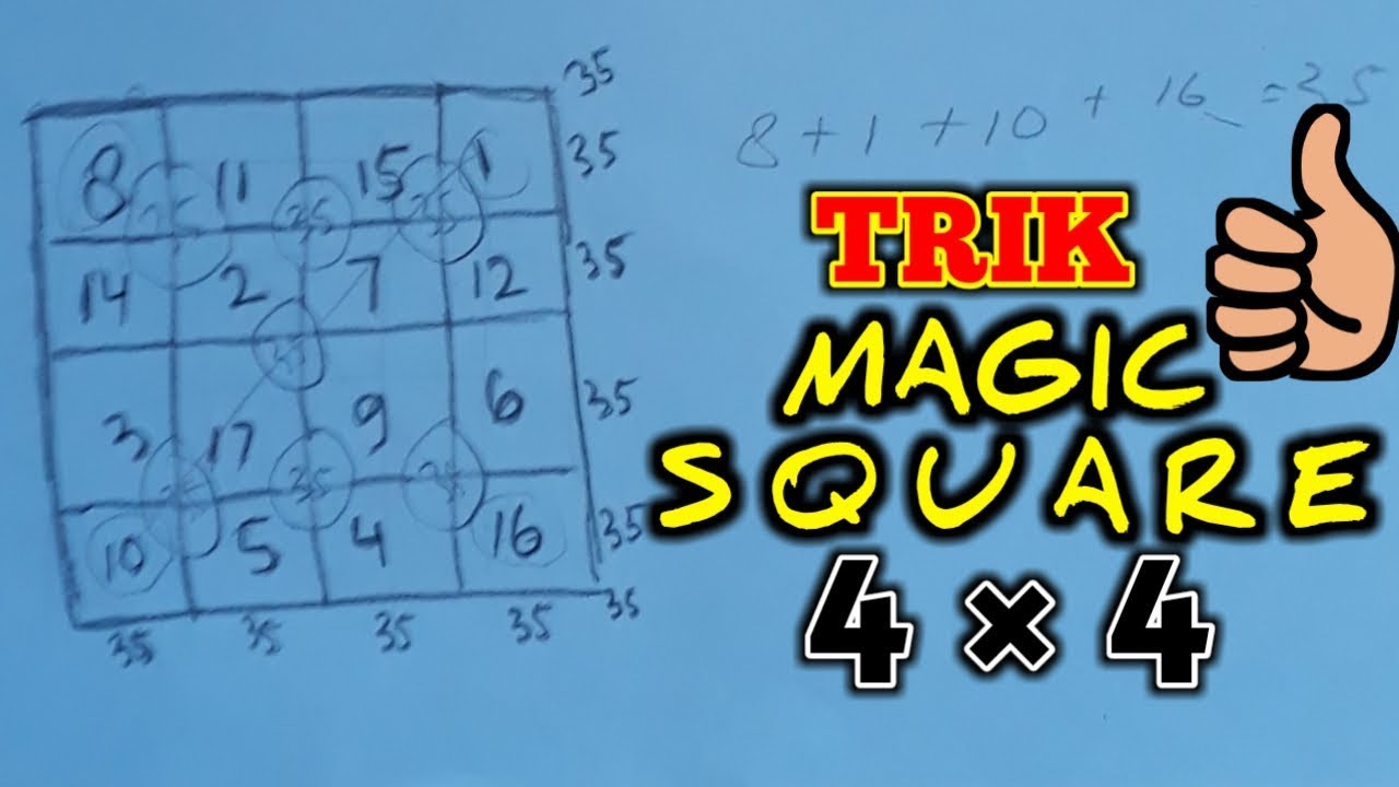 Trick Magic Square 4x4 YouTube Trick Magic Square 4x4 YouTube