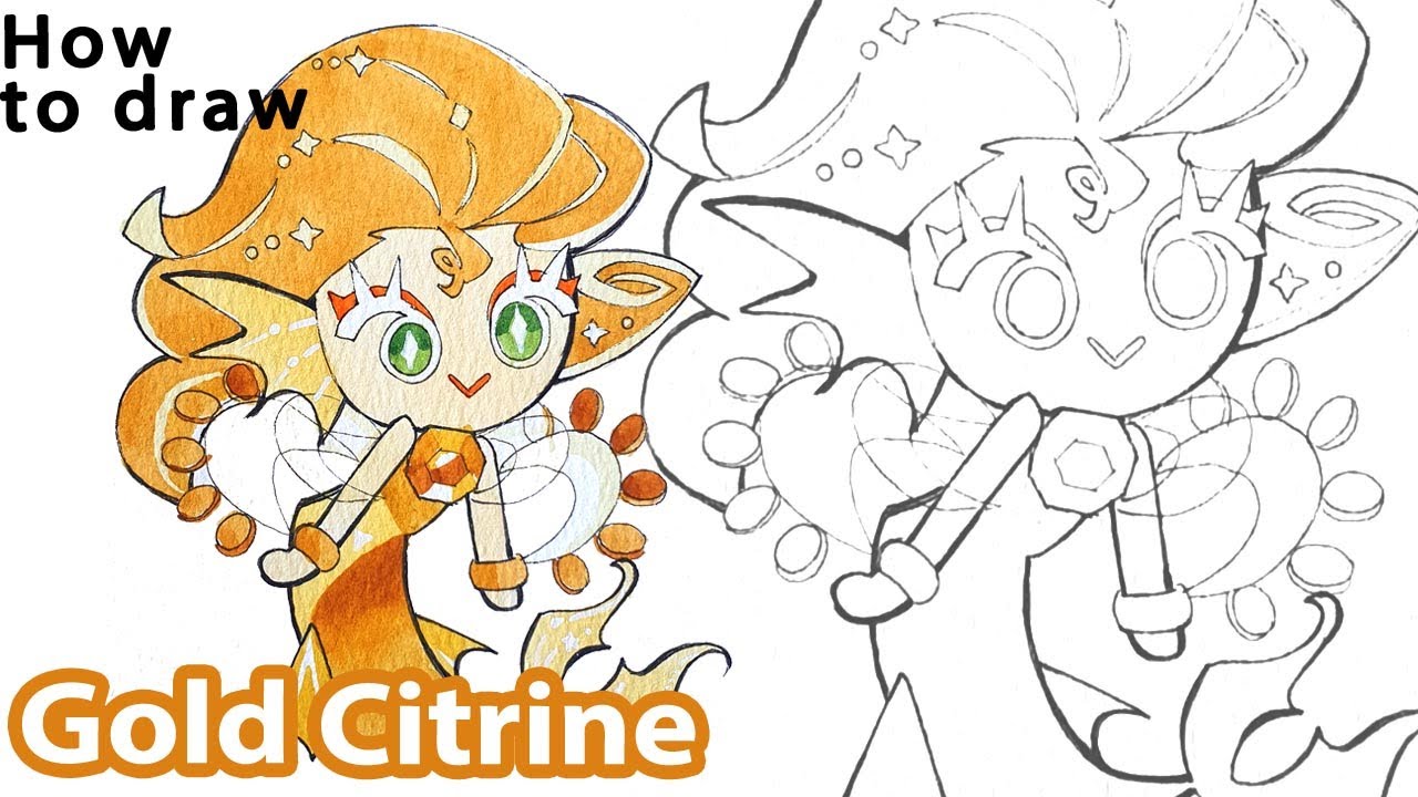 How to draw Gold Citrine | Cookie Run Kingdom | Coloring included - YouTube