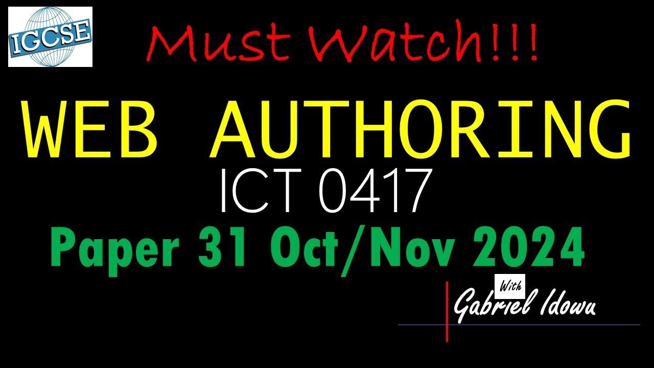 IGCSE || ICT 0417 || May/June 2024 || Paper 32 || Web Authoring Using Ms Expression Web - YouTube