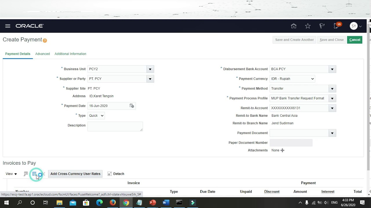 Oracle Fusion PTP Part 23 Payables Payment - YouTube