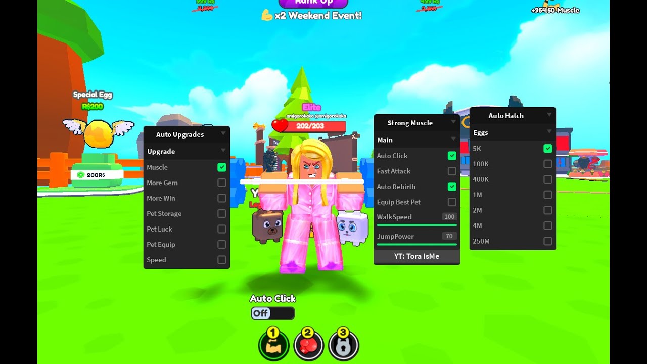 Strong Muscle Simulator script. Auto click, Fast attack, Auto rebirth ...