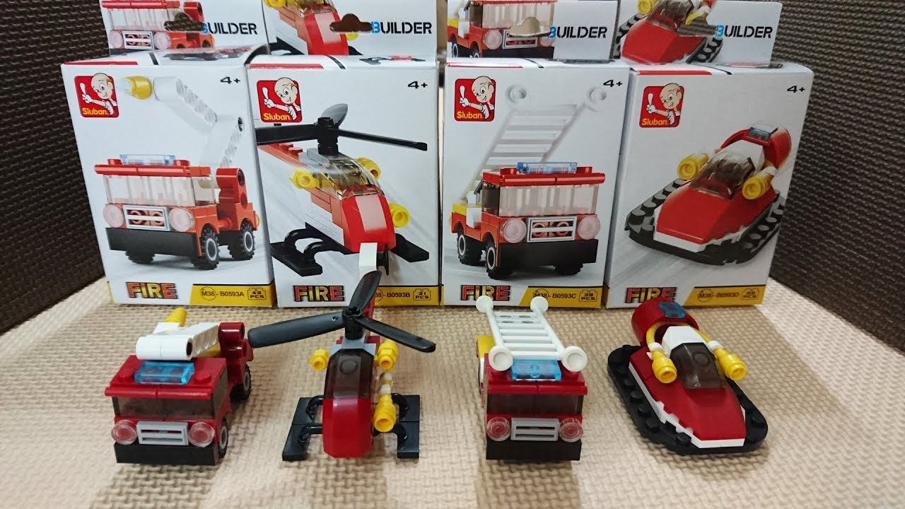 Lets Build Mini Fire Fighting Vehicles Building Blocks - YouTube