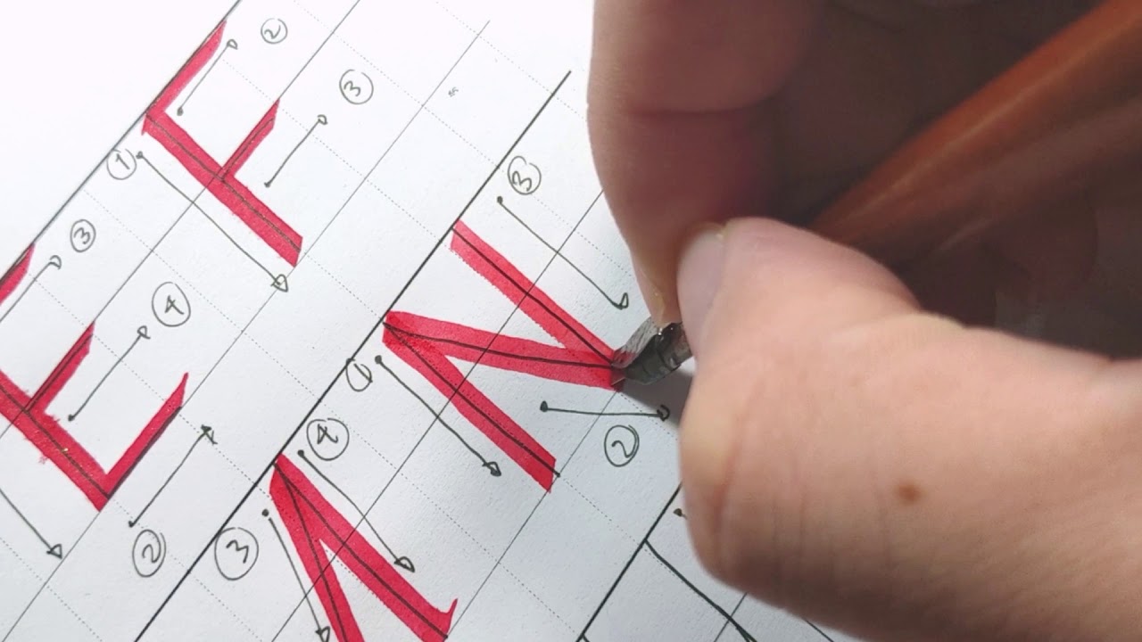 Italic Calligraphy Tutorial: Majuscules Basic Formal Form - YouTube