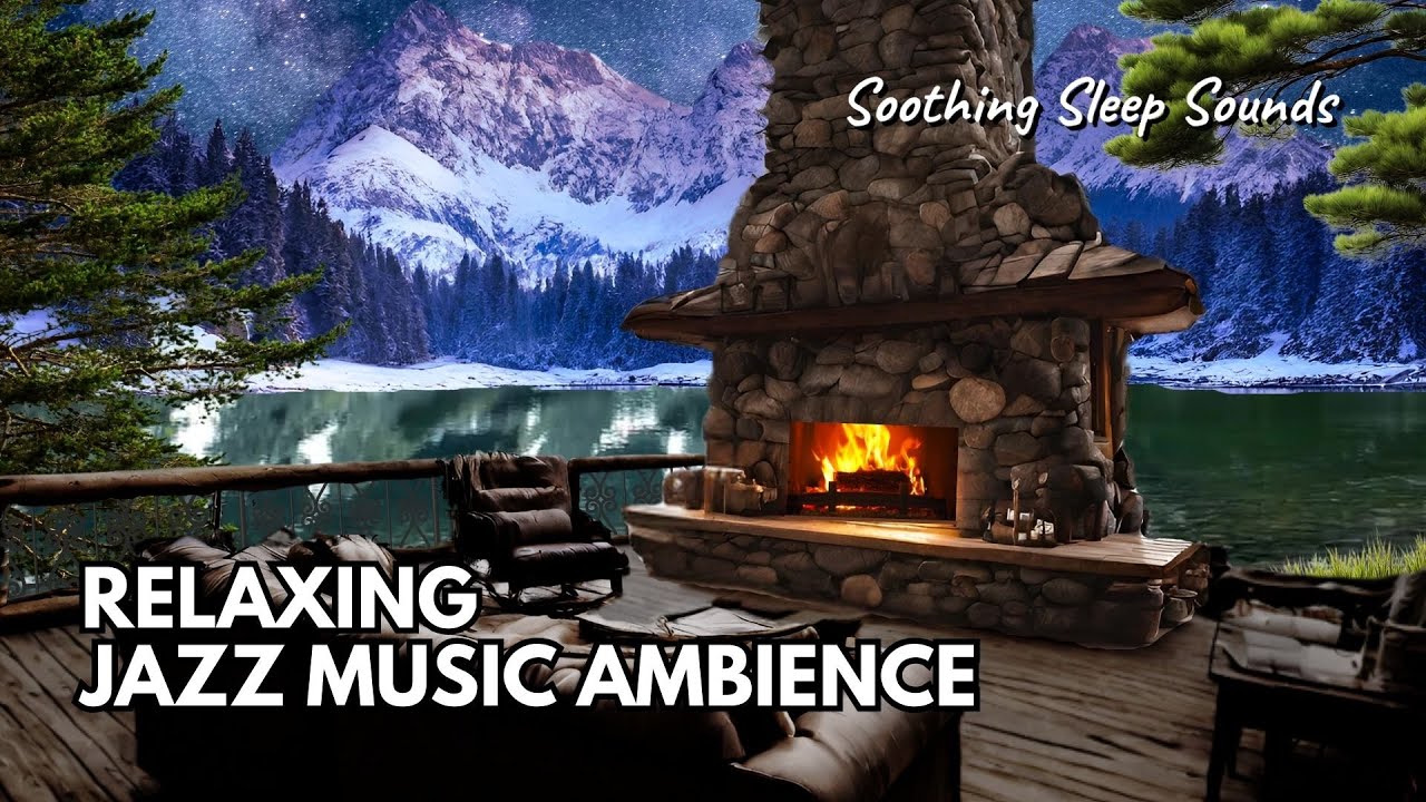 Relaxing Classic Jazz Music Ambience on Cozy Winter Lakeside Porch with ...