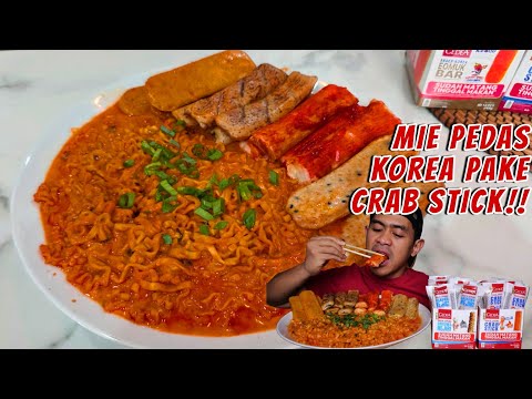 MUKBANG MIE PEDAS KOREA JUMBO PAKE CRAB STICK !!!