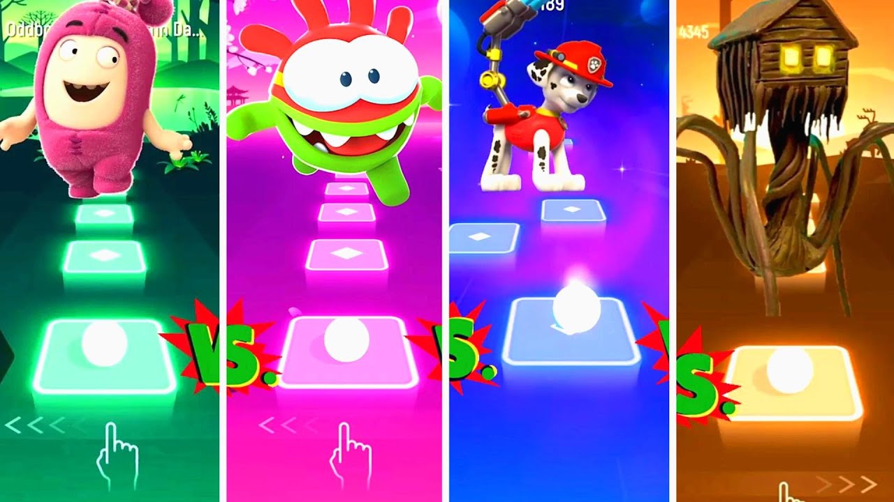 Oddobods vs Omnom vs Paw Patrol vs Scary House Tiles Hop EDM Rush - YouTube
