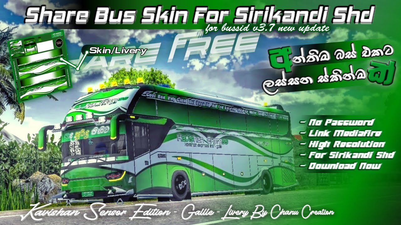 No Pw || Sri Lankan Bus Skin For Sirikandi Shd || Bussid || අන්තිම බස් ...