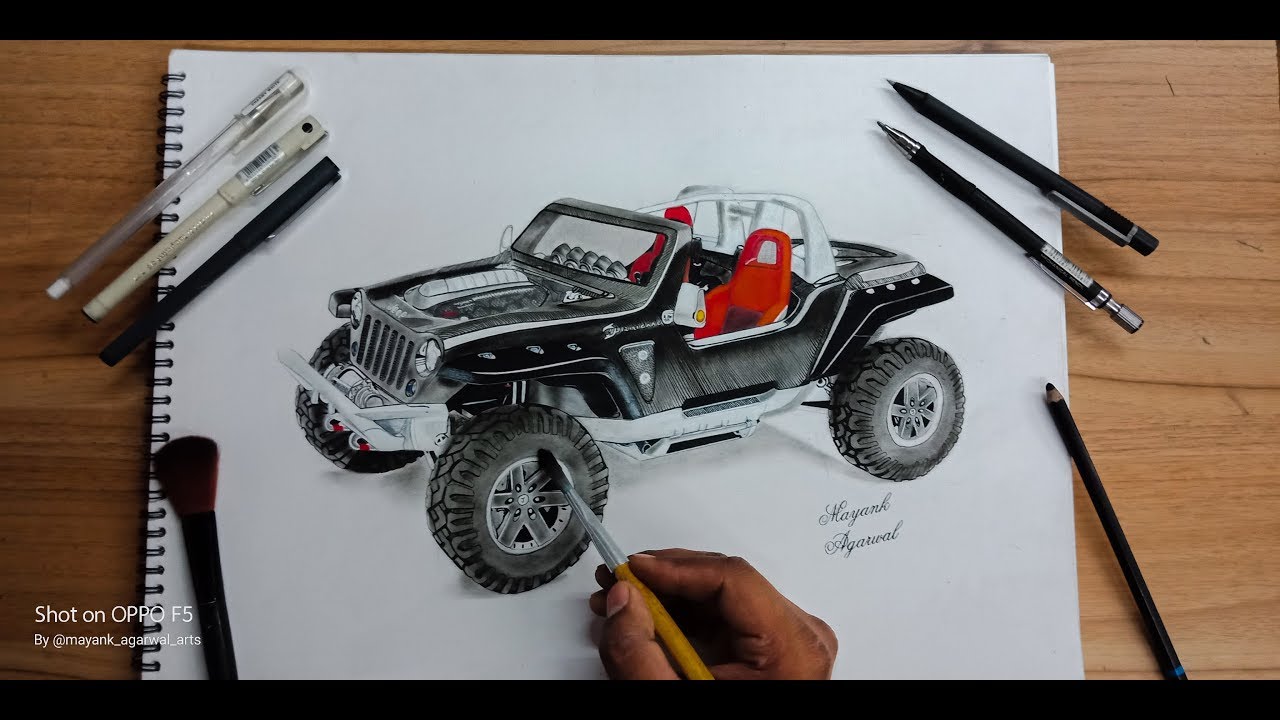 How to draw 3D Jeep| Speed Drawing - YouTube