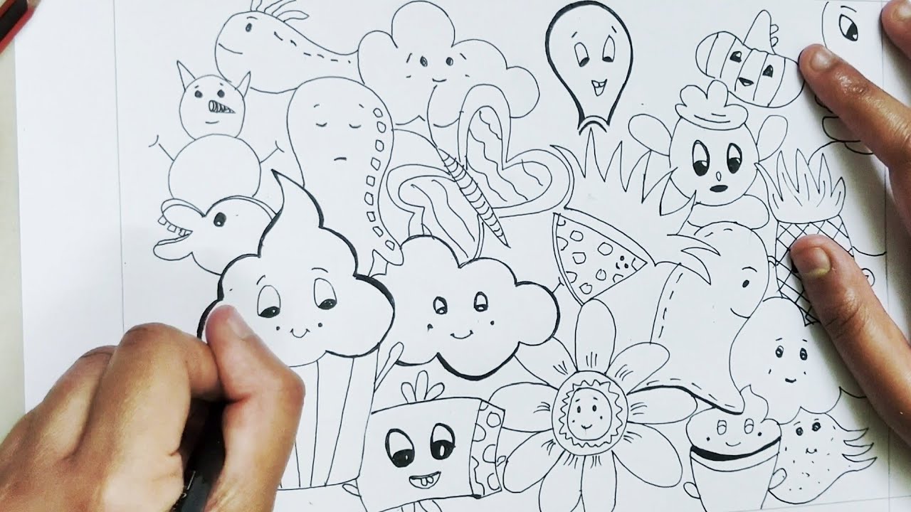 HOW TO DOODLE CARTOONS|| DOODLE ART|| CARTOON DOODLE ART|| DOODLING ...