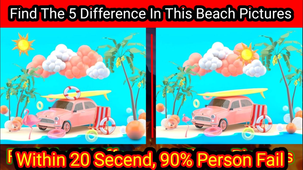 Can You Find The 5 Differences In These Beach Scenes? - YouTube