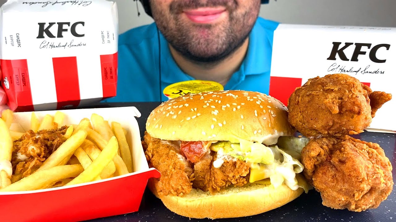 ASMR KFC ANIMAL STYLE FRIES + CRISPY CHICKEN BURGER + FRIED CHICKEN ...