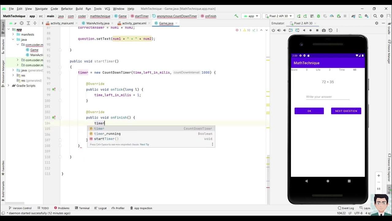 Android Studio Math Game App part 2 - YouTube