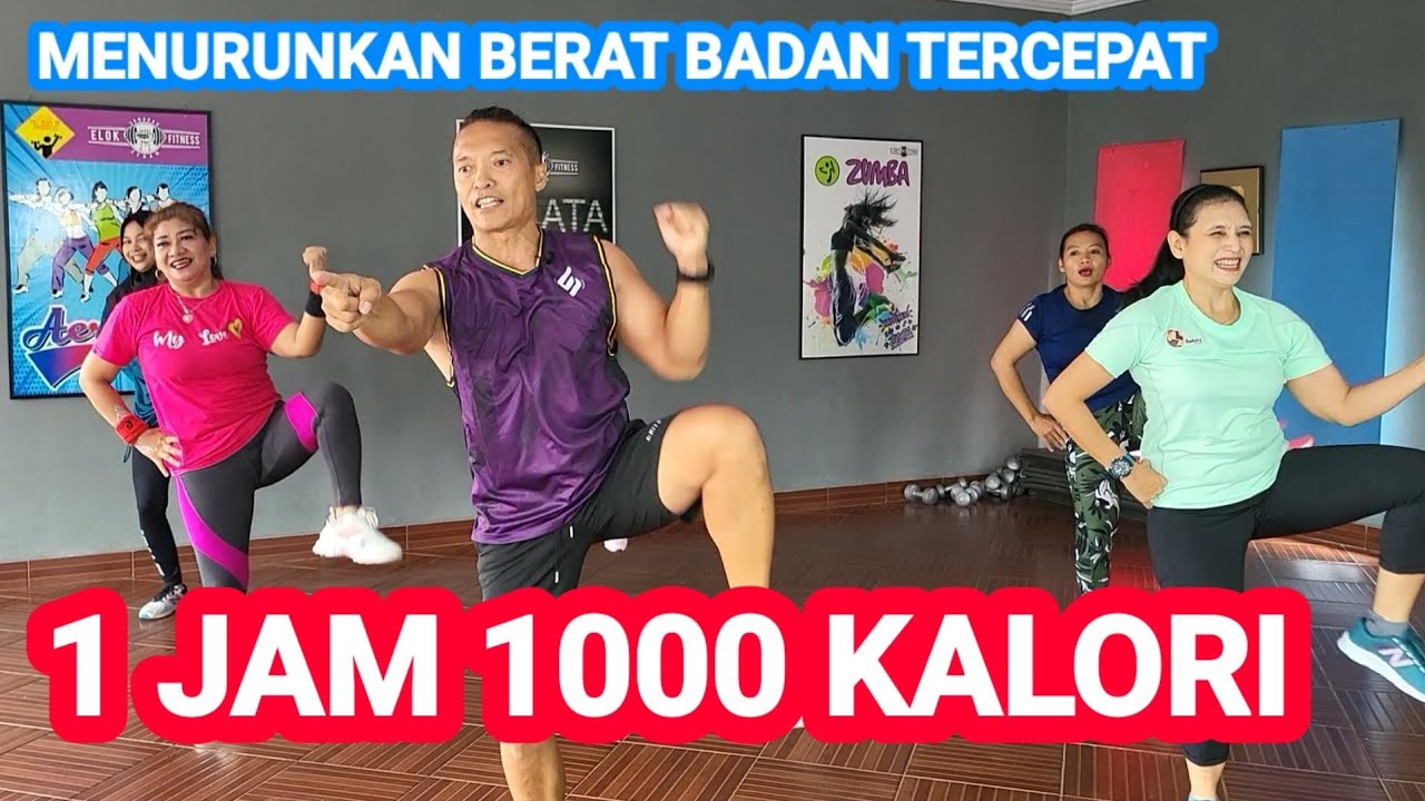 AEROBIK PENURUNAN BERAT BADAN 1 JAM BAKAR 1000 KALORI YouTube