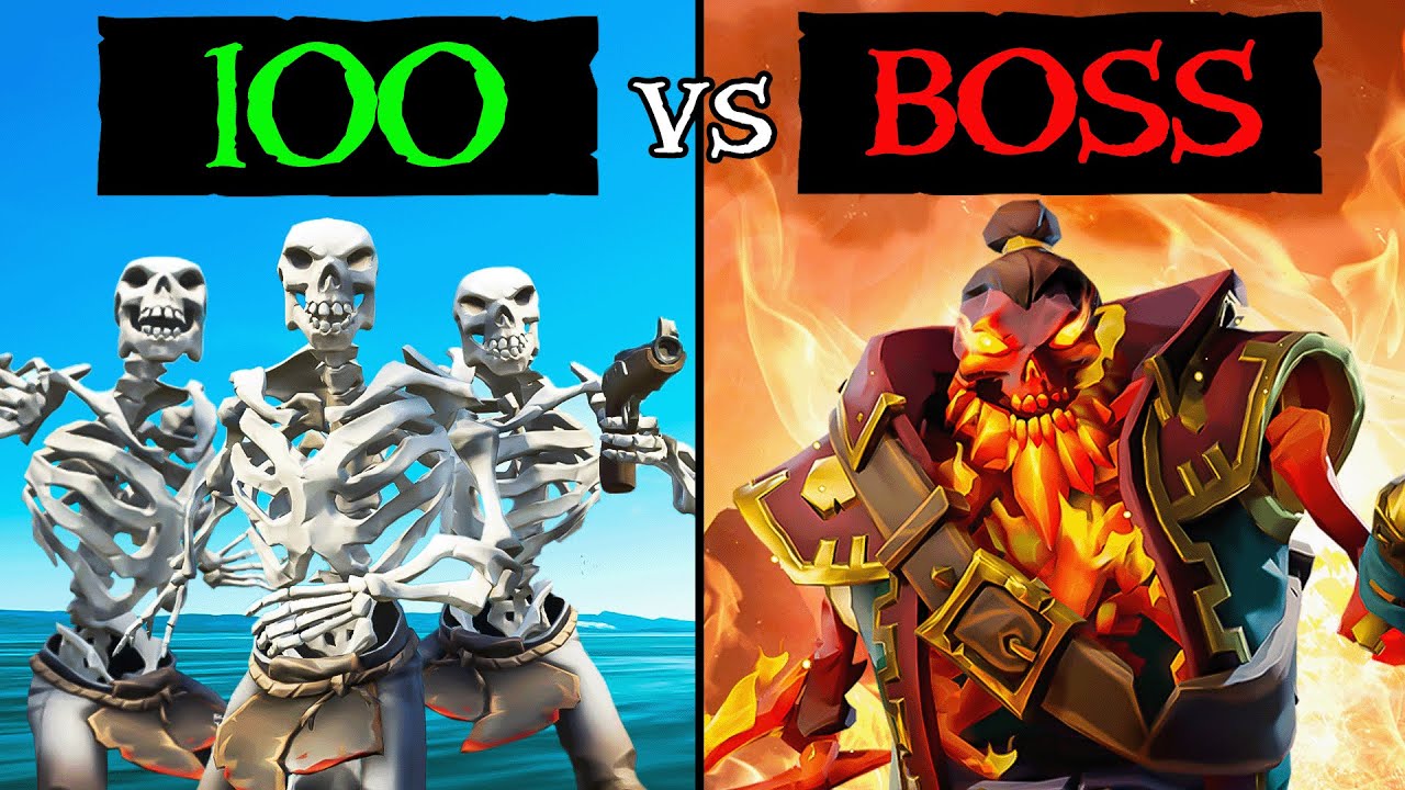 100 Skeletons VS Skeleton Lords in Sea of Thieves - YouTube