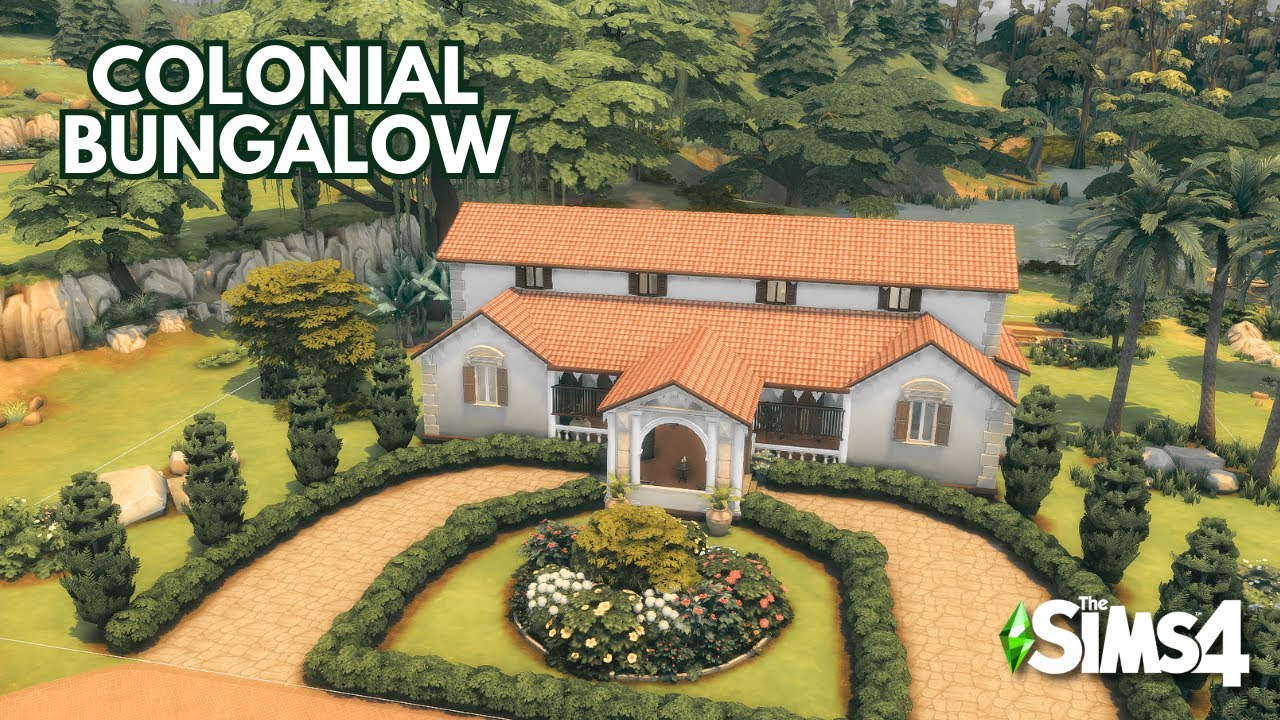 Colonial Style Bungalow | Speed Build in The Sims 4 with CC | A ...
