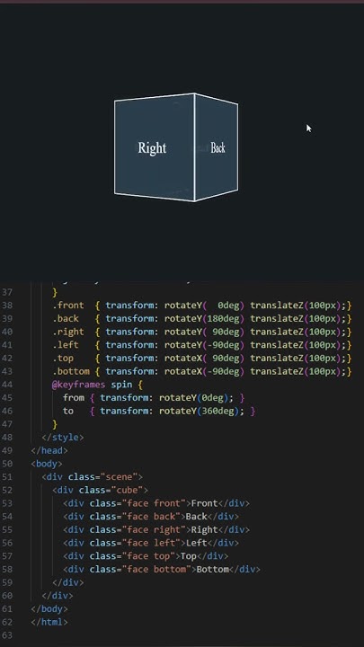 3d rotating cube #3danimation #css #animation #cssanimation - YouTube
