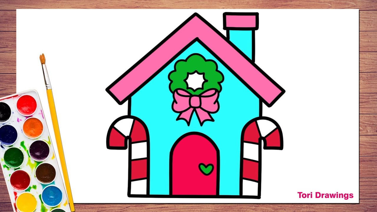Easy Christmas House Drawing for Kids - YouTube