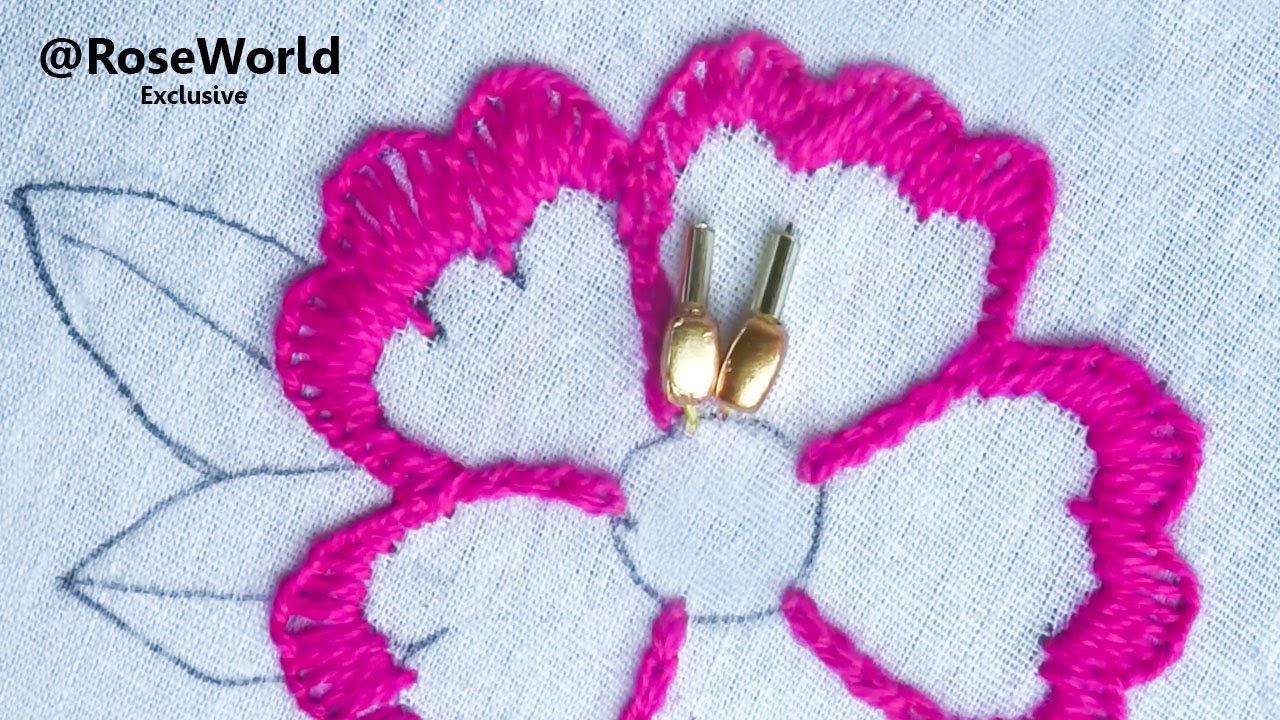 Beaded hand embroidery another unique flower design with needle pearl ...