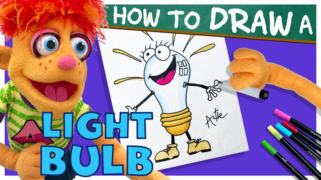 How To Draw A Cute Bright Light Bulb | Art Tutorial for Kids | Artie's ...