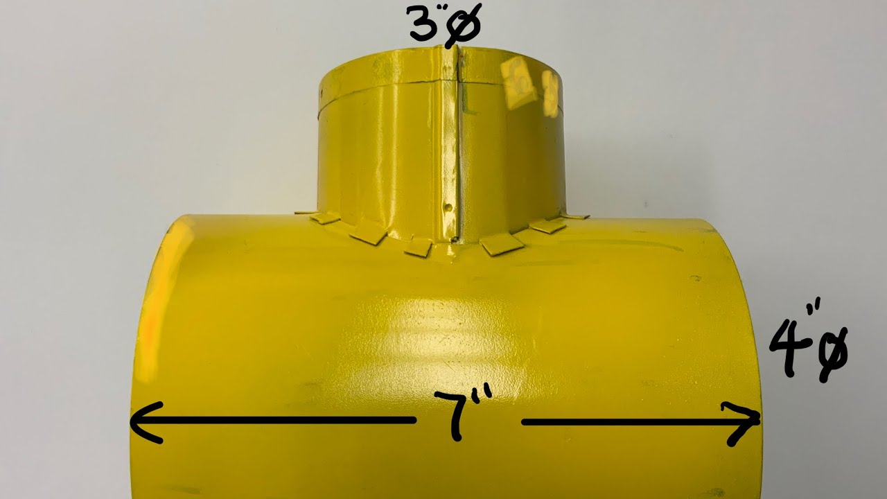 Parallel Line development - 90 degree Tee with unequal diameters, paper ...