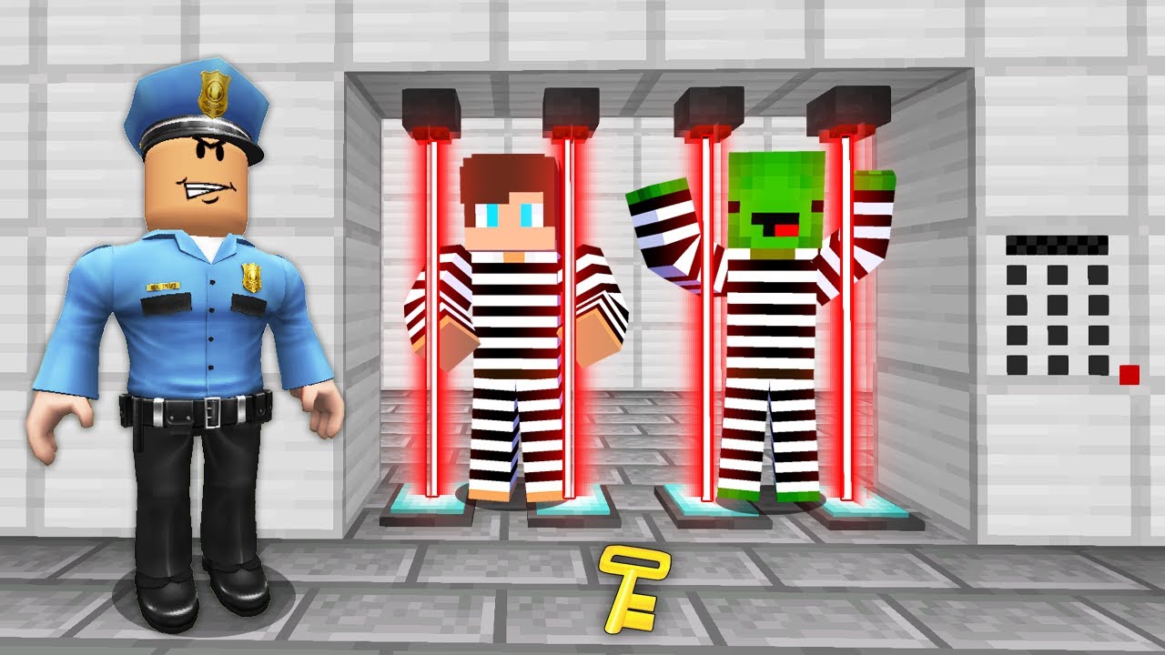 JJ and Mikey in ROBLOX PRISON CHALLENGE in Minecraft / Maizen animation - YouTube