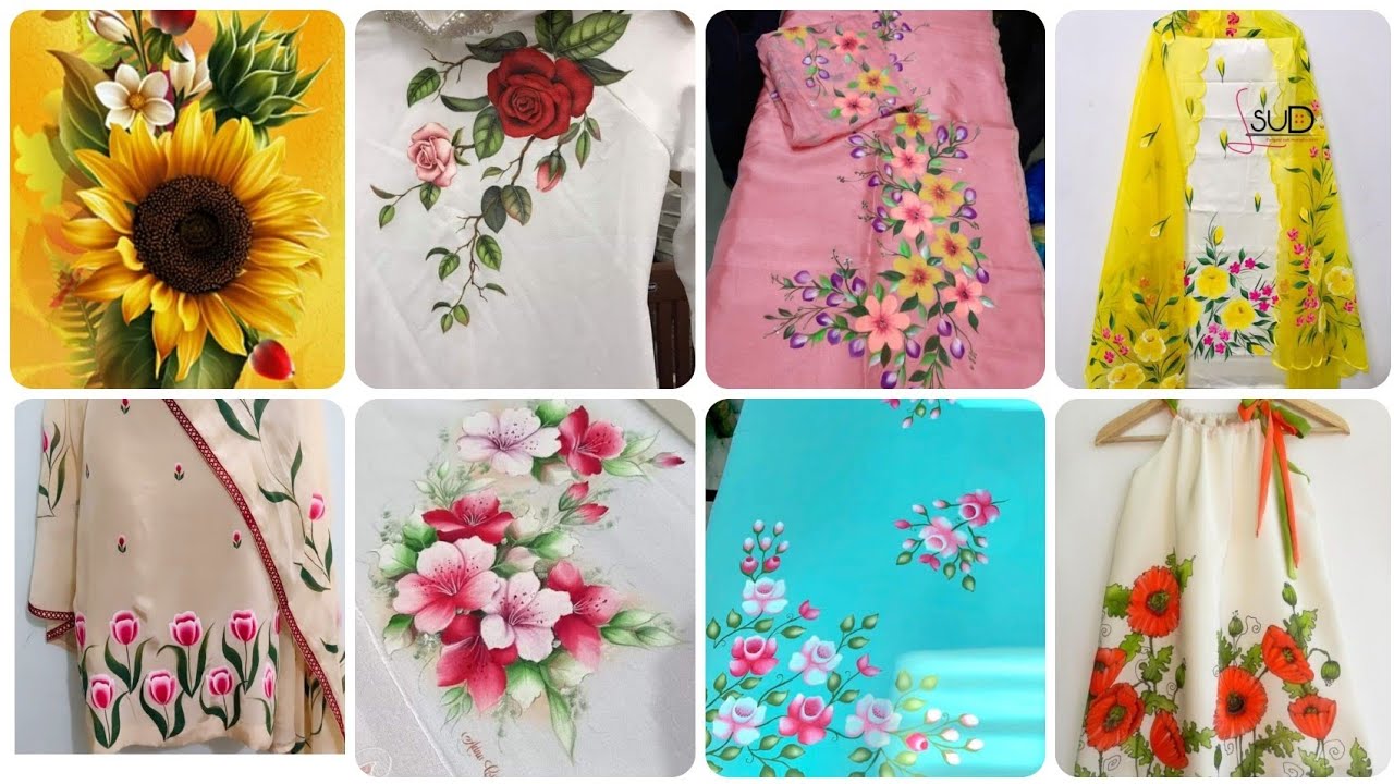 Hand Painted Dress Designs 2024/ Hand Paint Fabric Ideas/ Fabric ...