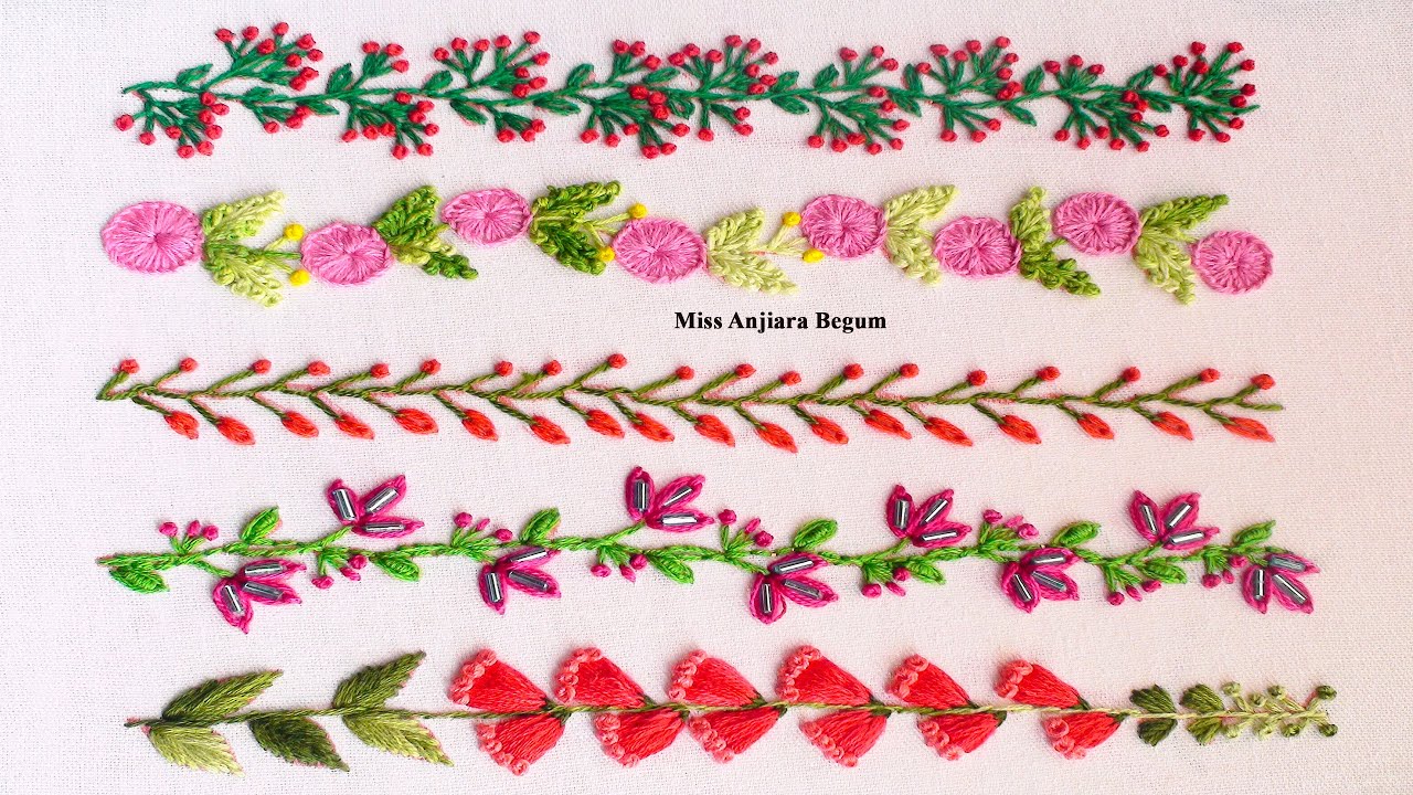 5 Beautiful Border Designs for Dress by Miss Anjiara Begum - YouTube