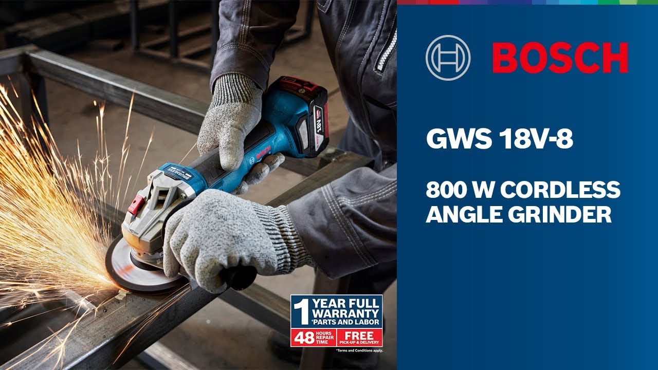 BOSCH GWS 18V-8 PROFESSIONAL CORDLESS ANGLE GRINDER - YouTube