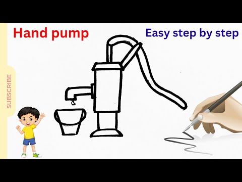 how to draw hand pump easy step by step 🤩|| tubewell easy drawing for ...