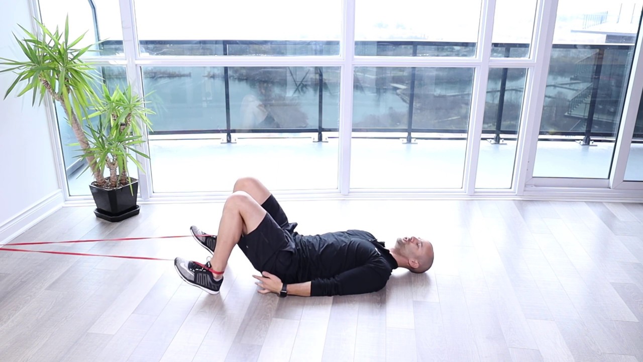 Supine Band Resisted Hamstring Curl - YouTube