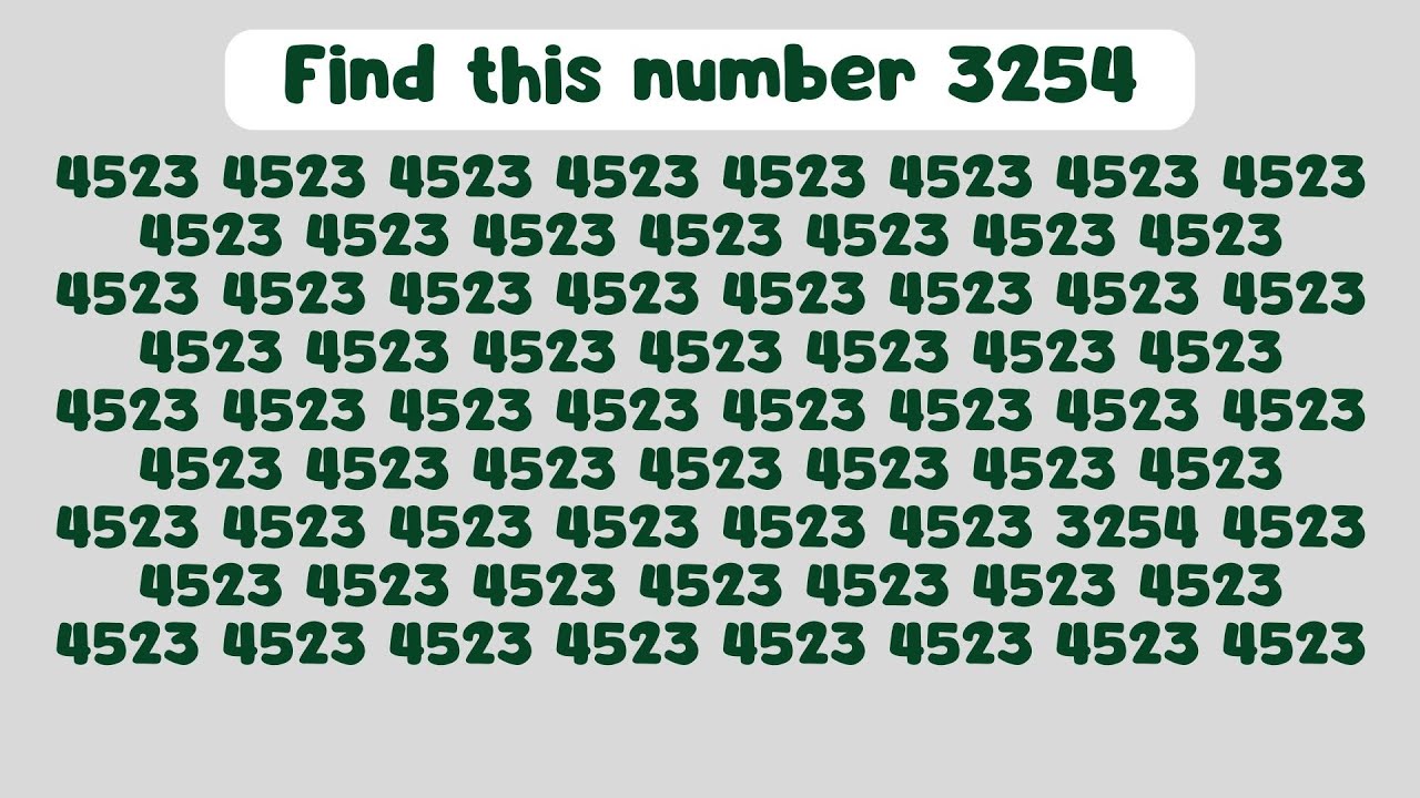 Find The Hidden Number 3254 NOW In This Puzzle - YouTube