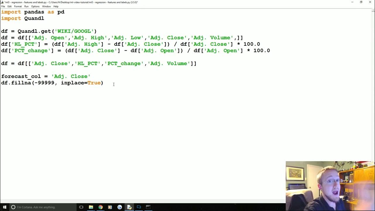 03 Regression Features and Labels Practical Machine Learning Tutorial with Python p 3 red manc ...