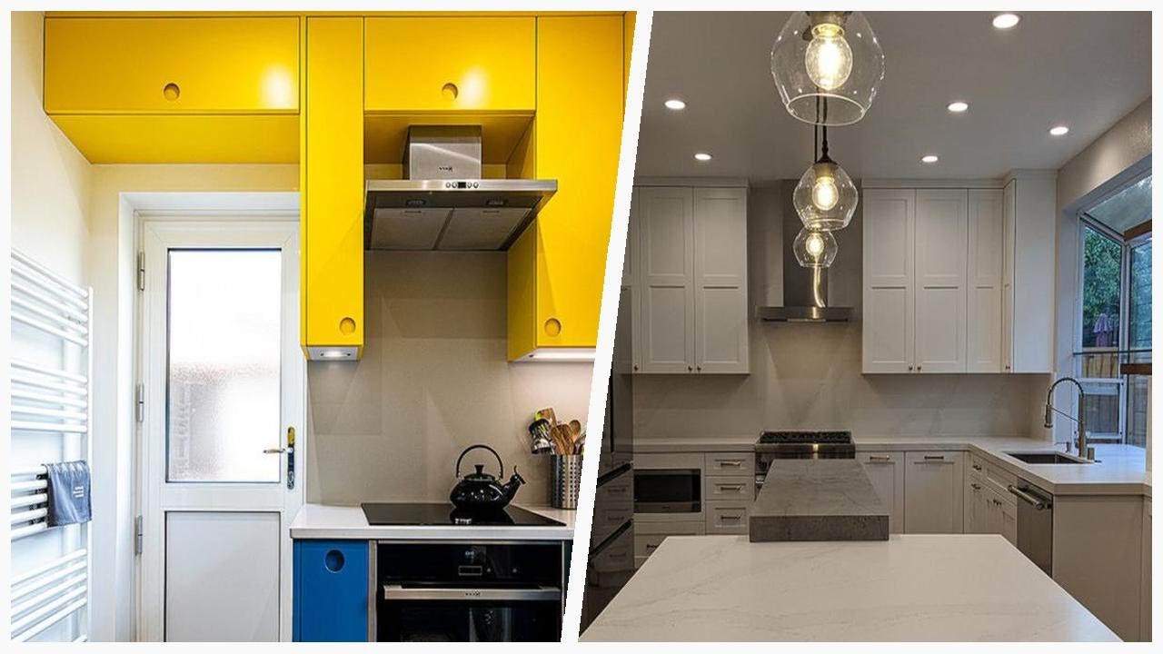75 Kitchen With Yellow Cabinets And Quartz Backsplash Design Ideas You ...