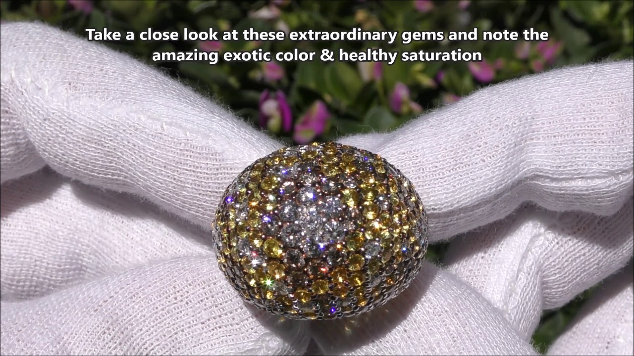 ZYDO ITALIAN DESIGNER 18K gold Diamond Sapphire DOME FLOWER ring - YouTube